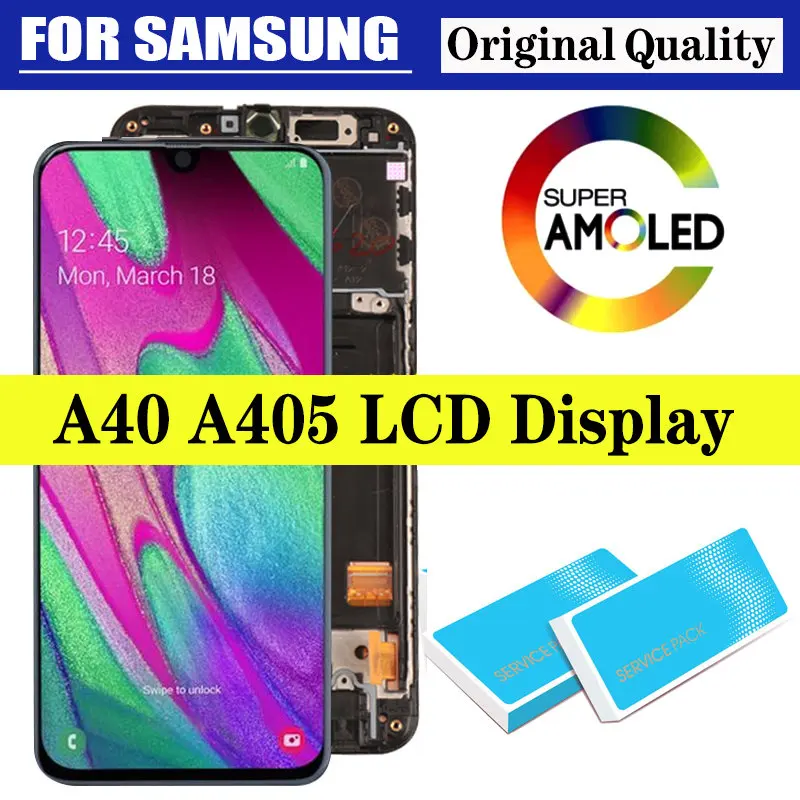 Original 5.9" Super Amoled For Samsung A40 2019 A405f Lcd Display Touch ...