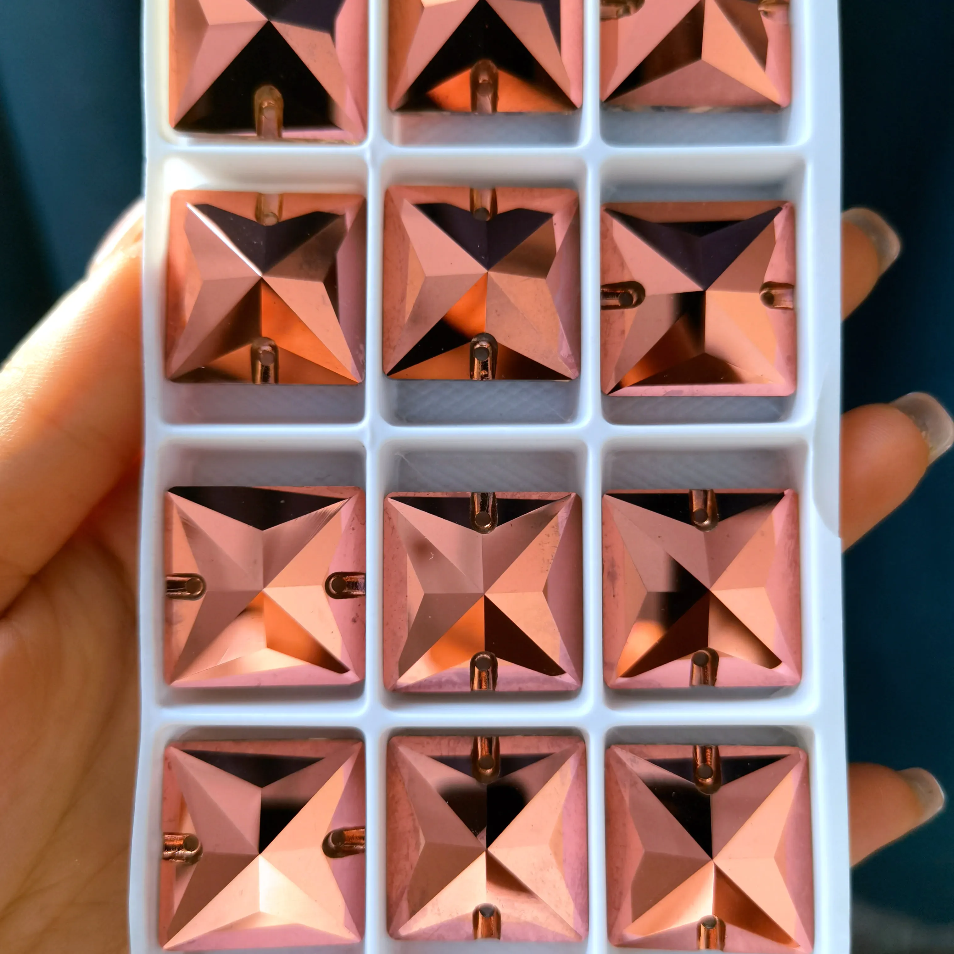 Rose Gold Colors 16/22mm Square Sewing Rhinestone Crystal Sew On ...