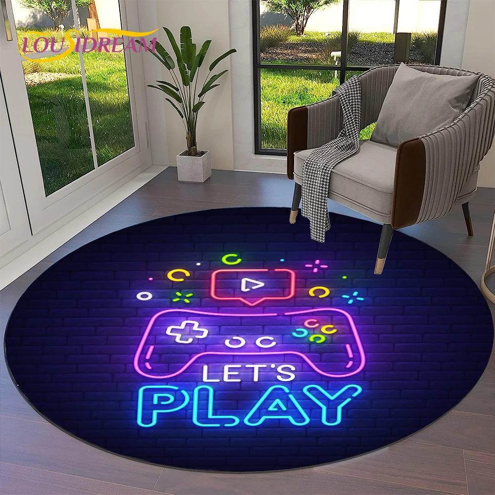 Gamepad-Cartoon-Game-Gamer-Round-Carpet-Rug-for-Living-Room-Bedroom ...