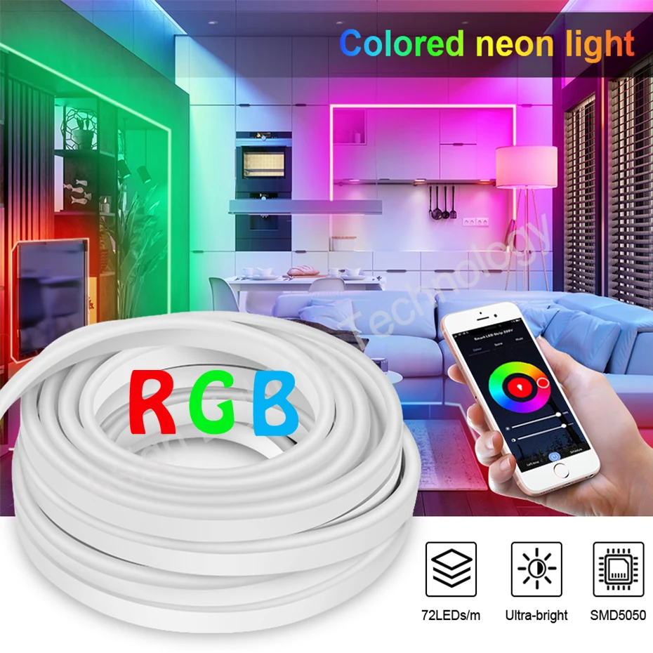 1-100m-220V-RGB-LED-Neon-Strip-Light-5050-IP67-Waterproof-Outdoor-Neon ...