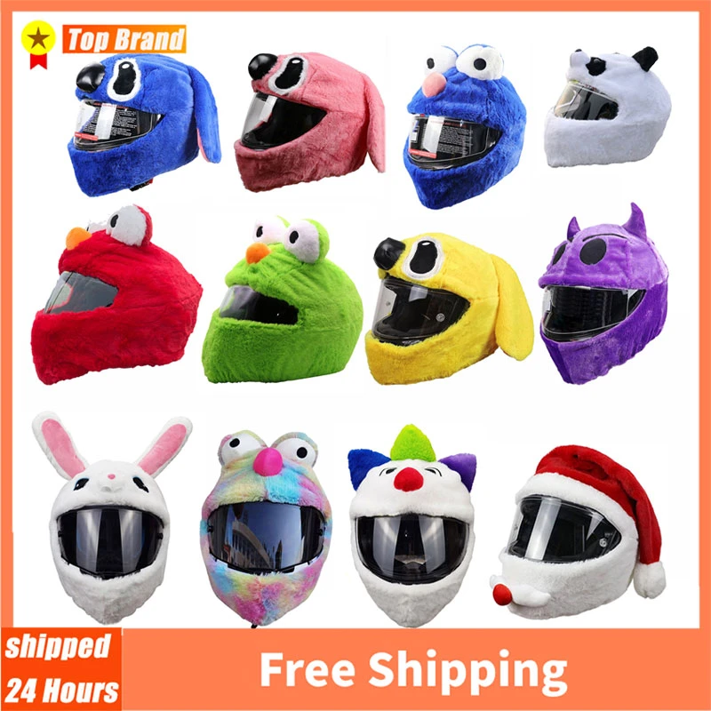 Motorcycle Helmet Cartoons Plush Helmet Protective Cover Helmet Full ...