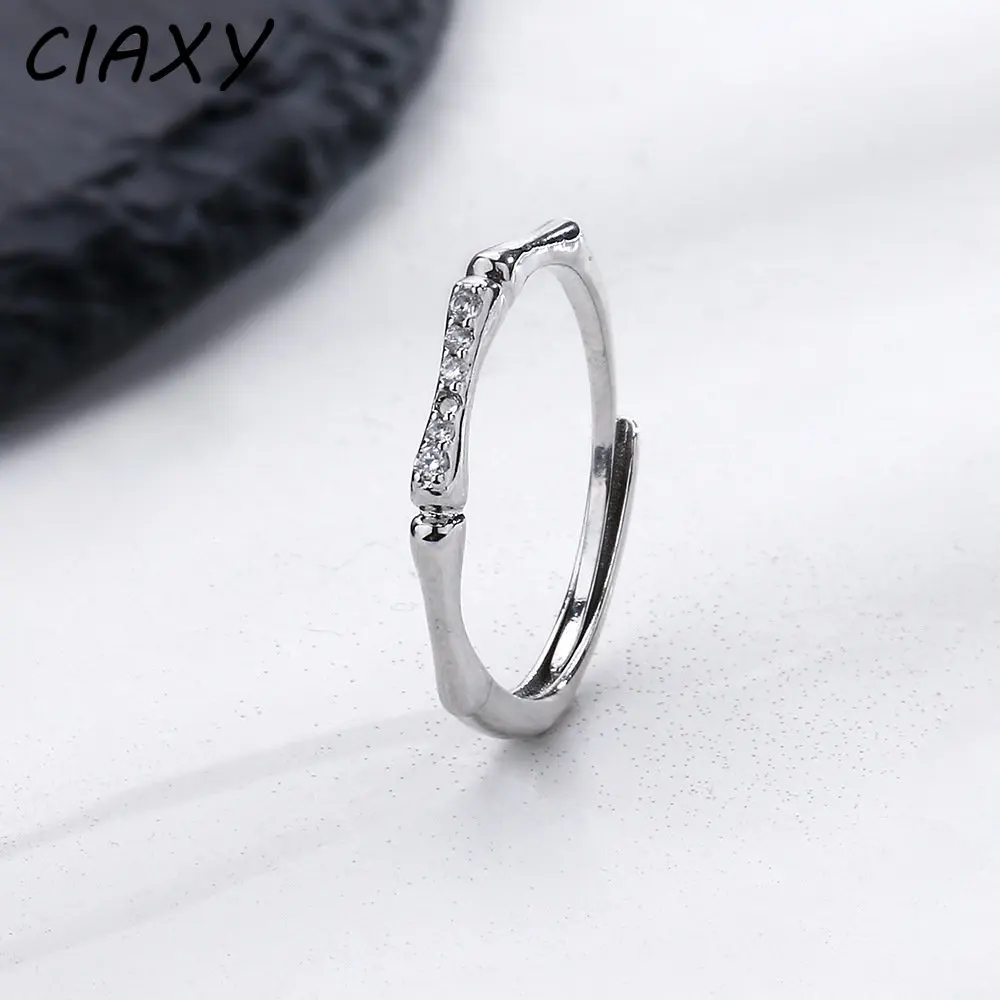 CIAXY Silver Color Bamboo Joint Rings for Women Open Adjustable ...