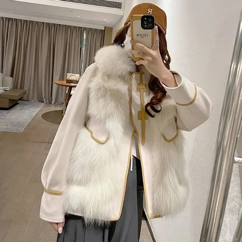 Winter-Suede-Faux-Fur-Coat-Women-Down-Jacket-Streetwear-Splice-Overcoat ...