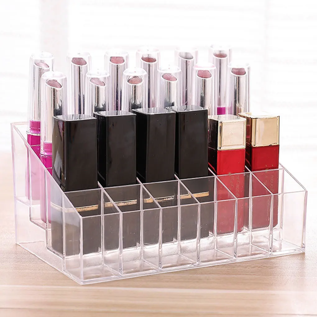 Clear-24-Grid-Lipstick-Stand-Case-Makeup-Organizer-Storage-Box-Lipstick ...