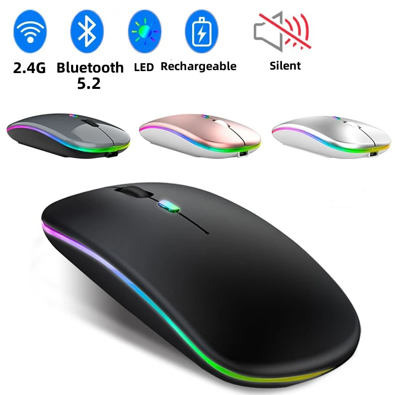 Rato-sem-fio-com-led-retroiluminado-usb-recarreg-vel-bluetooth-compat-vel-com-rgb-silencioso ...
