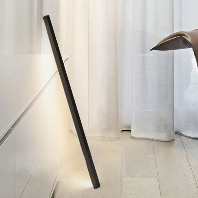 LED Long Strip Floor Lamps Minimalist Aluminum Black and Gold Lighting ...