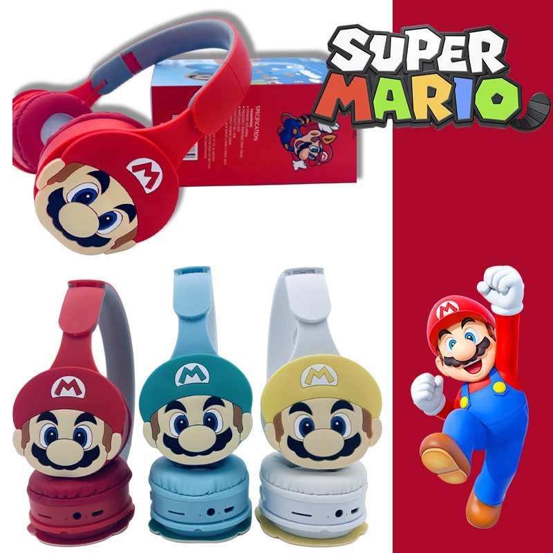 Super-Mario-Cartoon-Figure-Bluetooth-Wireless-Headphones-Kids-Children ...