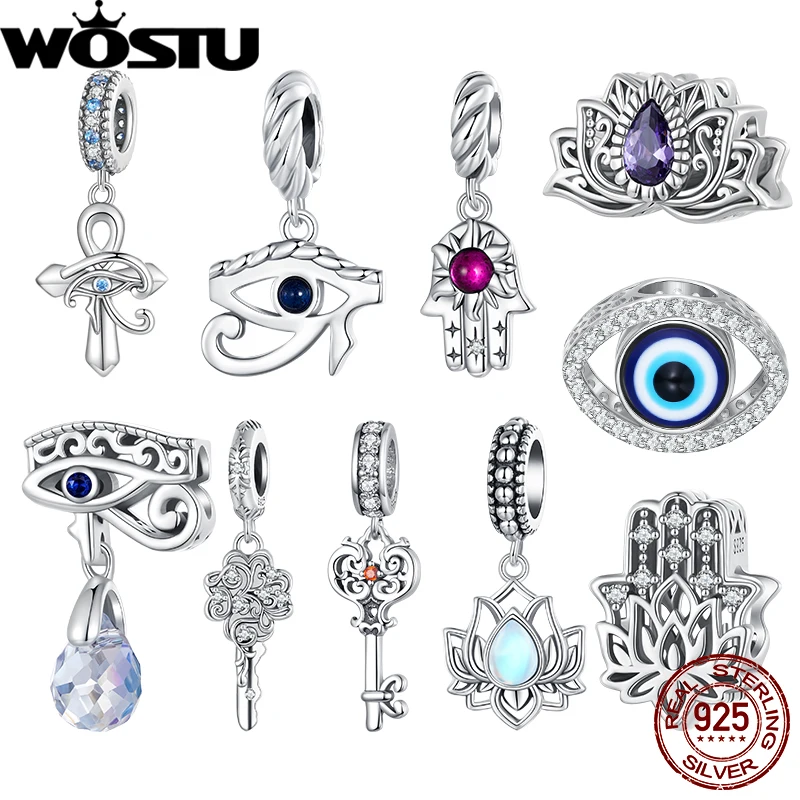 WOSTU 925 Sterling Silver Retro Hand of Fatima Pendant Eye of Horus ...