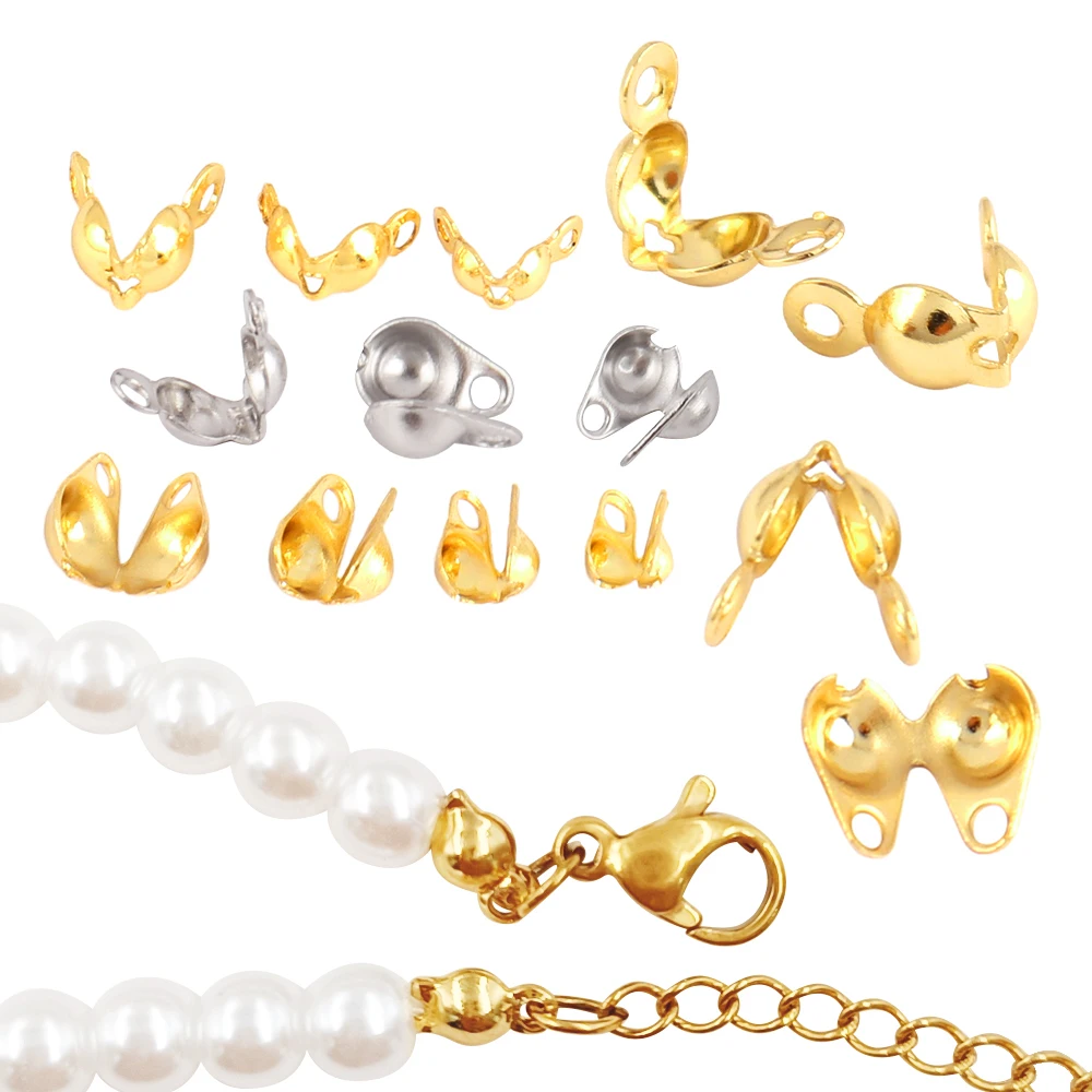 A-o-inoxid-vel-Fecho-Conector-Montagem-Bola-Cadeia-Calotte-End-Crimps ...