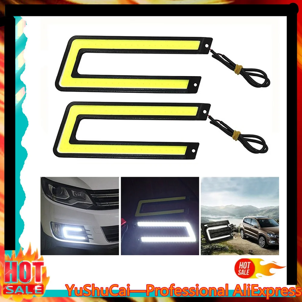 1PC-U-shape-Cars-LED-Daytime-light-12V-LED-COB-Car-Auto-DRL-Driving ...