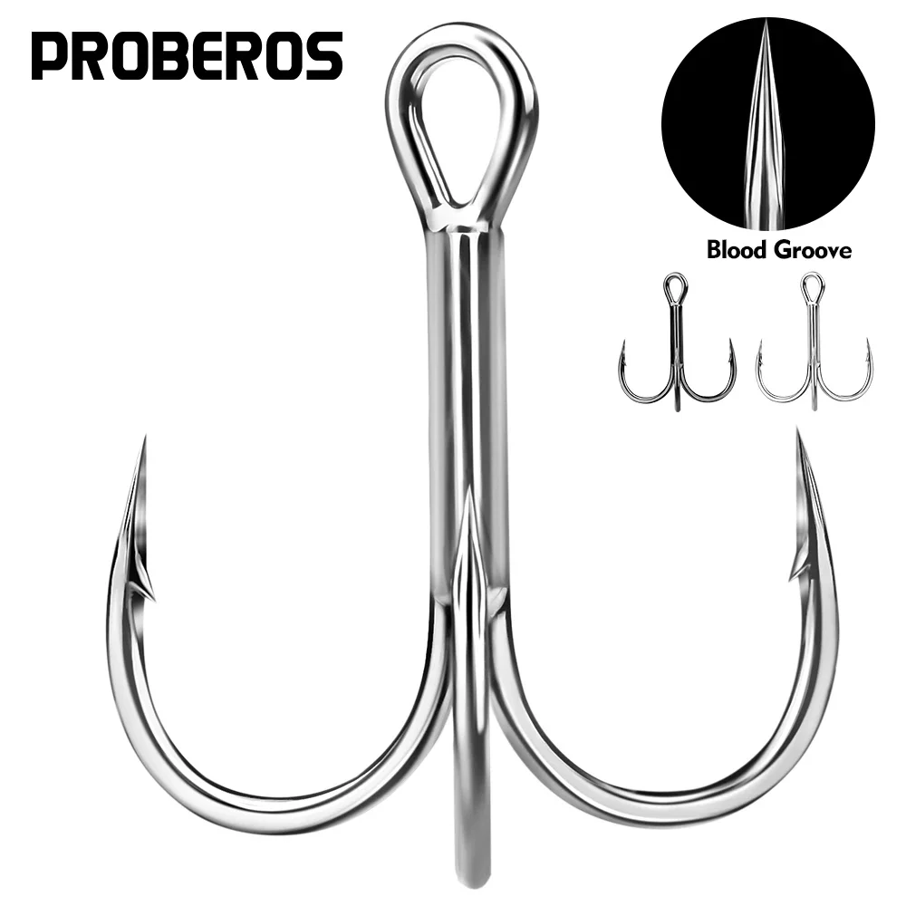 20pcs High Carbon Treble Hooks - Super Sharp, Solid Size 1#-14# Triple ...