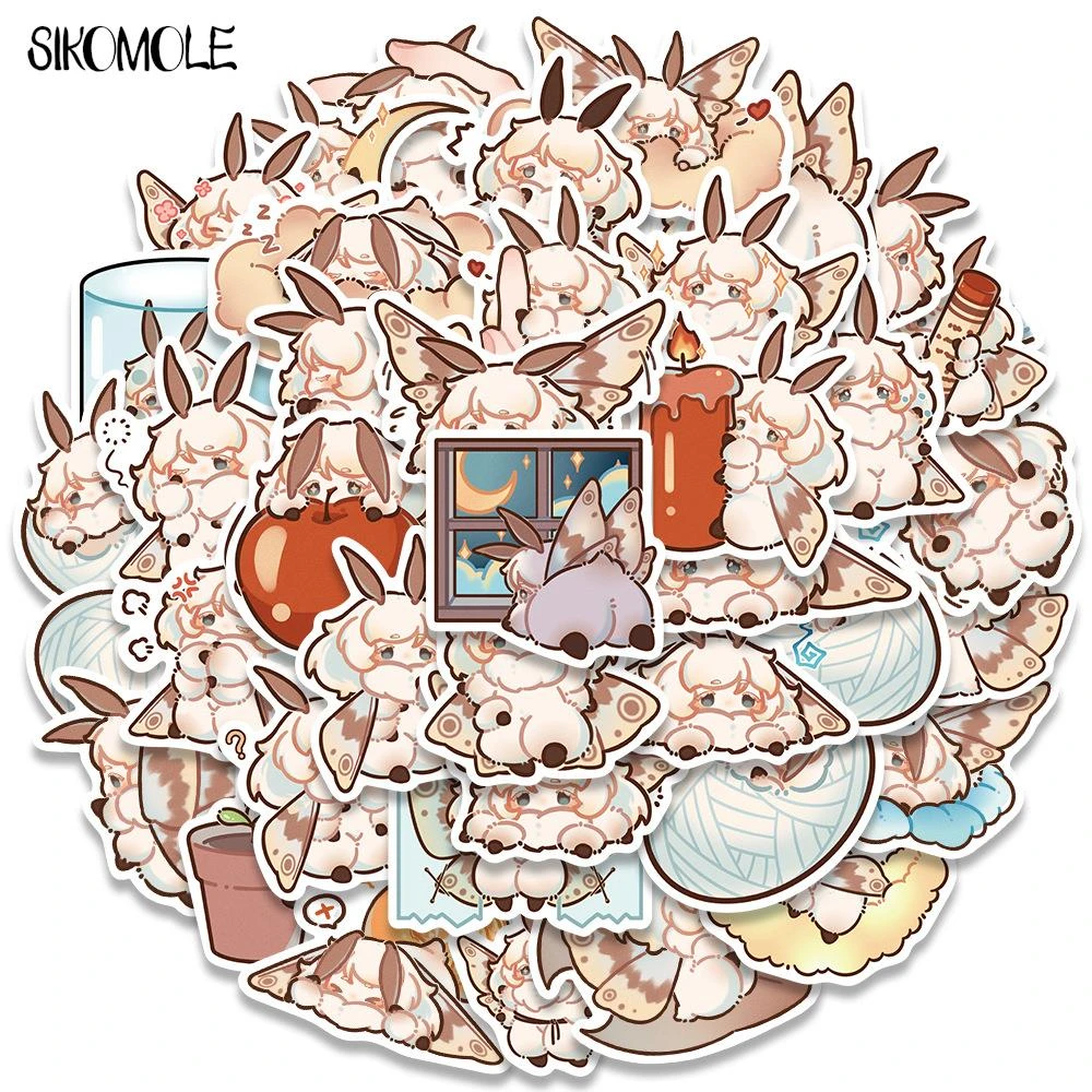 10/40PCS Cartoon Original Lovely Moth Stickers Kawaii Animals DIY Kid ...