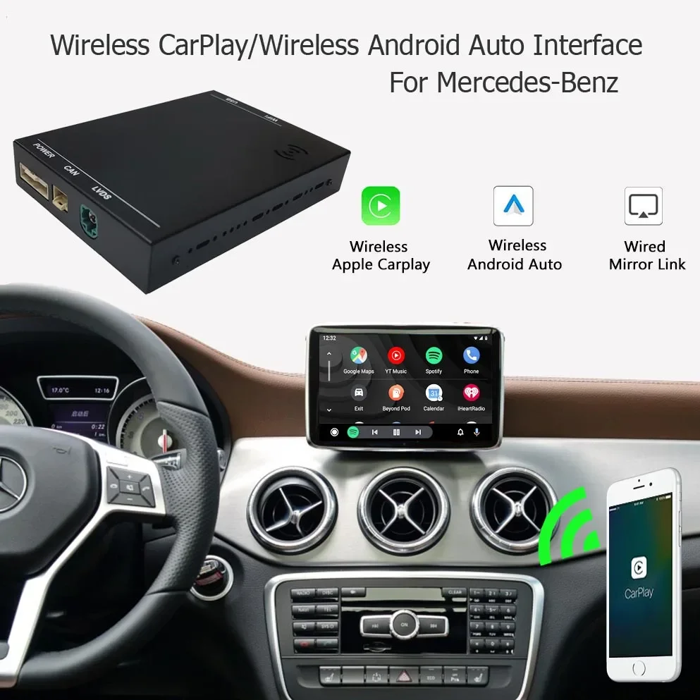 CarPlay-Android-sem-fio-para-Mercedes-Benz-Auto-GLA-CLA-A180-A200-A63 ...