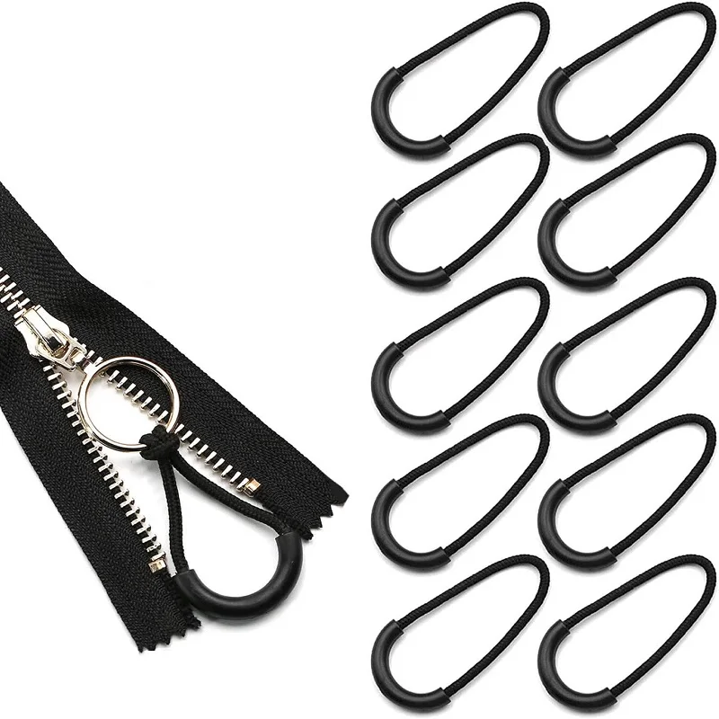 10Pcs-Zipper-Pull-Puller-Fit-Rope-Tag-Replacement-Clip-Broken-Buckle ...