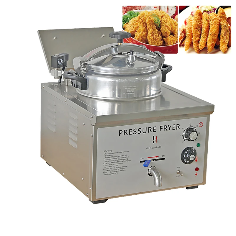 Commercial Pressure Fryer Countertop Small 16L 220V Pressure Fried Chicken Oven Single Cylinder ...