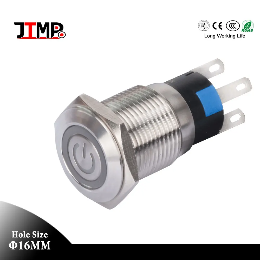 China-Made-16mm-Power-LED-Momentary-Latching-Electric-250v-Push-Button ...