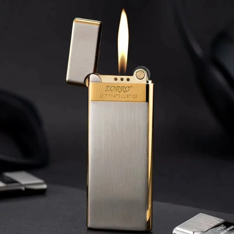 Fashion-ultra-thin-portable-butane-gas-open-flame-lighter-metal ...