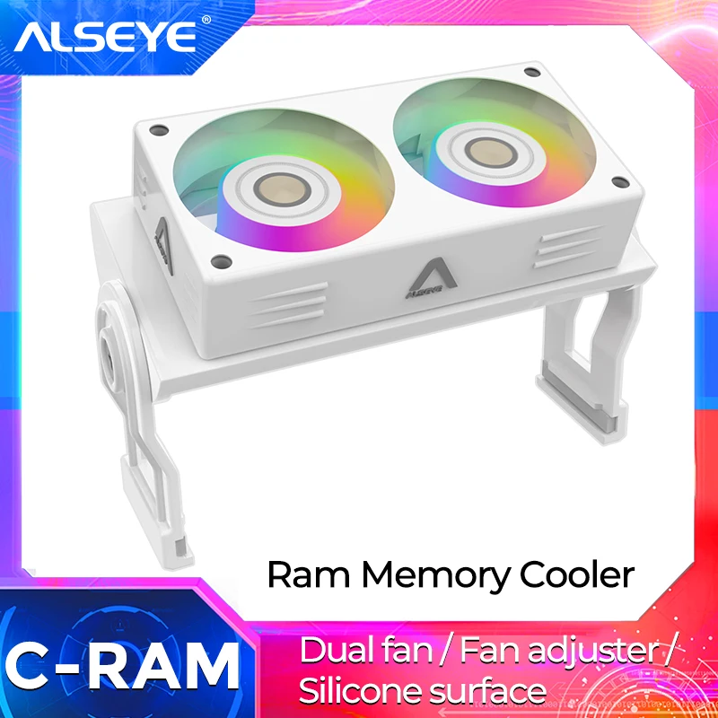 Alseye Ram Argb Memory Cooler White 60mm With Dual Fan Pwm 1200-2000rpm ...