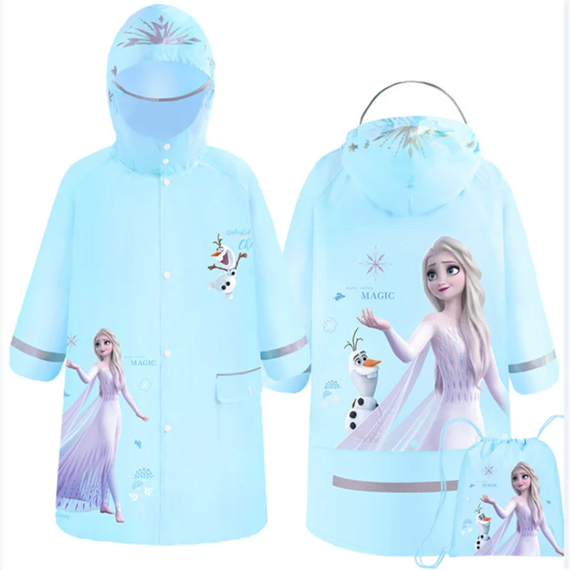 Disney-Children-Cartoon-Raincoat-Frozen-Elsa-Raincoat-Schoolbag ...
