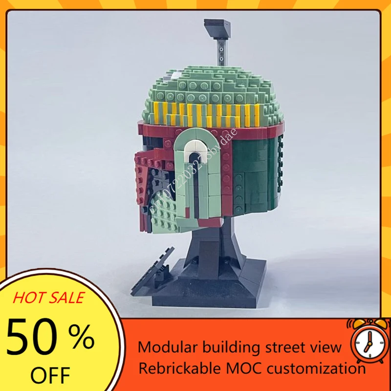 Star-Plan-MOC-75277-Boba-Green-Fett-Helmet-MOC-SpaceShip-Battle-Model ...