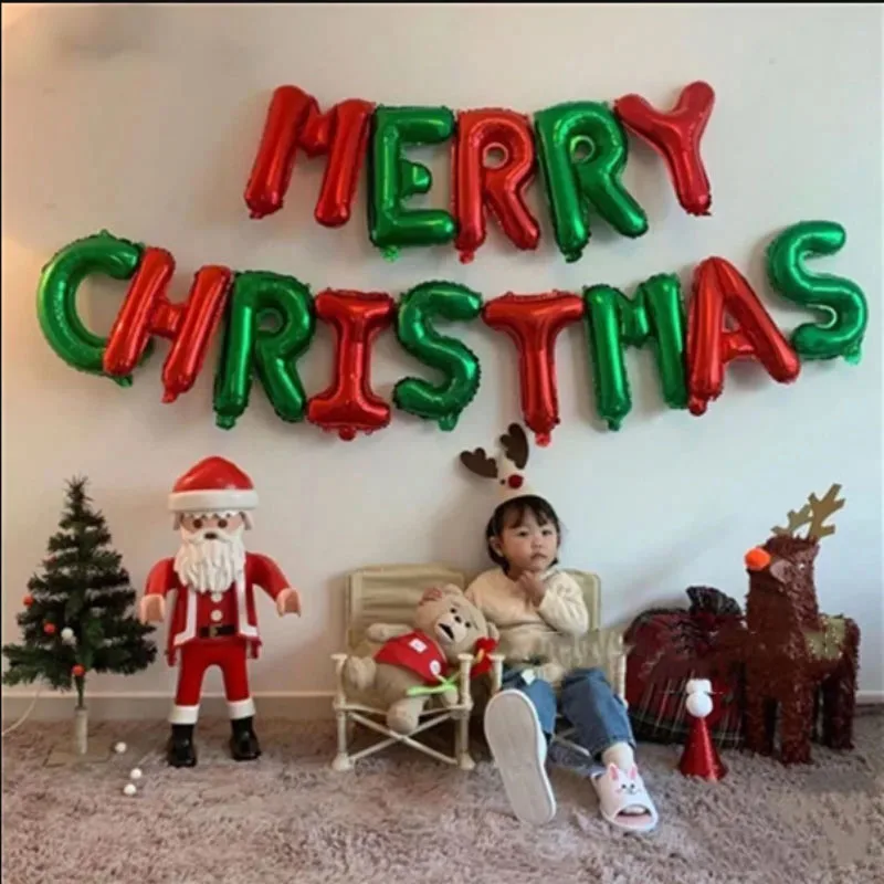 Merry-Christmas-Foil-balloon-Backdrop-Decorated-Hanging-Letter-Balloons ...