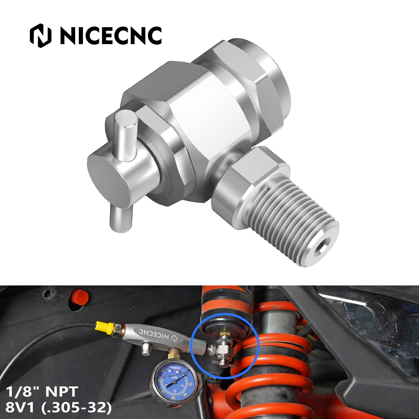 For-Polaris-RZR-Schrader-Valve-1-8-NPT-Male-Nitrogen-Filling-Valve-UTV ...