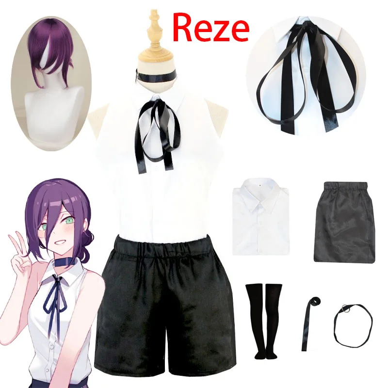 Anime Reze Cosplay Chainsaw Man Cosplay Costume Shirt Outfits Tie Short ...