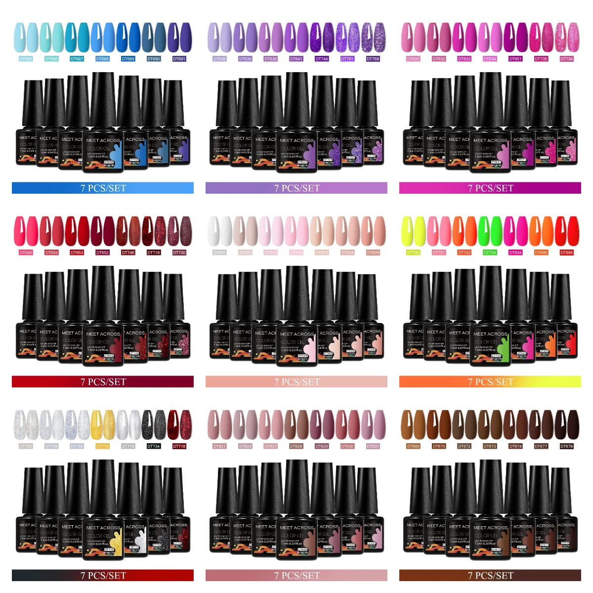Ensemble de vernis à ongles Gel Semi-Permanent, 7 pièces, couleur chair ...