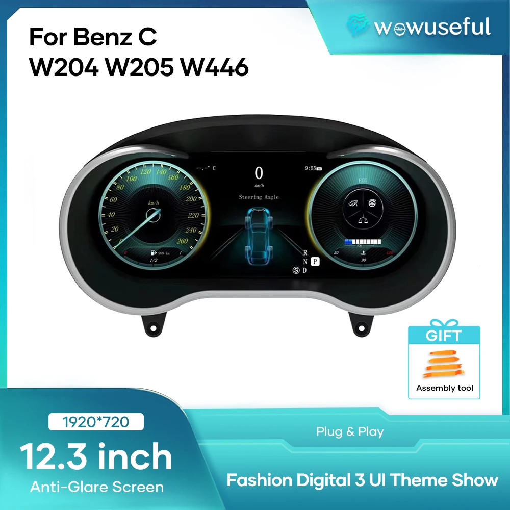 12-3-Lcd-Digital-Dashboard-Cluster-For-Mercedes-Benz-C-W204-W205-W190 ...