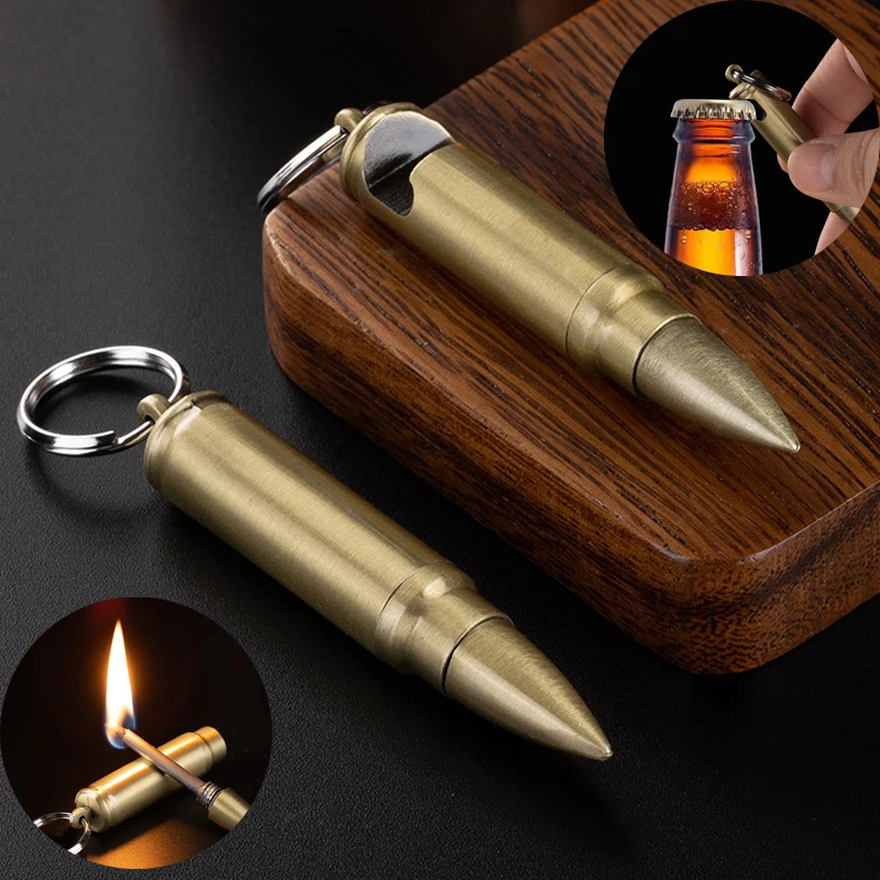 Portable Permanent Match Bottle Opener Keychain Lighter Creative Metal ...