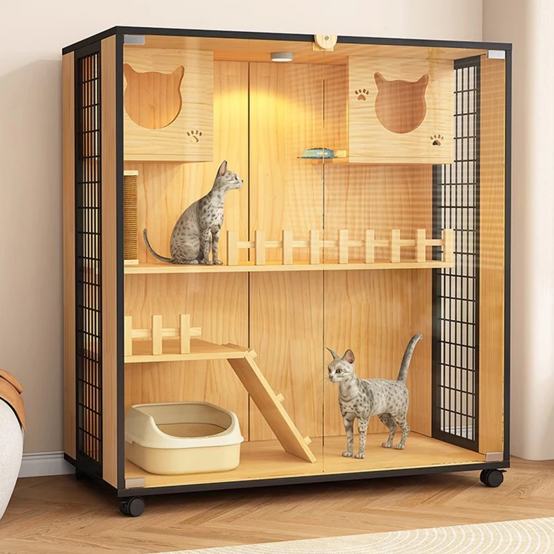 Litter-Box-Tower-Cat-Cage-Toys-Indoor-Luxury-Castle-Climbing-Frame-Cat ...