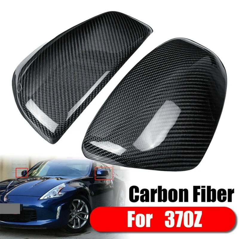 1-Pair-Rearview-Mirror-Cover-Carbon-Fiber-Side-Mirror-Caps-For-Nissan ...