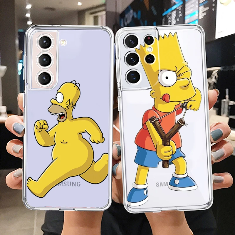 Disney-funda de teléfono transparente para Samsung, carcasa transparente de Los Simpsons, Bart ...