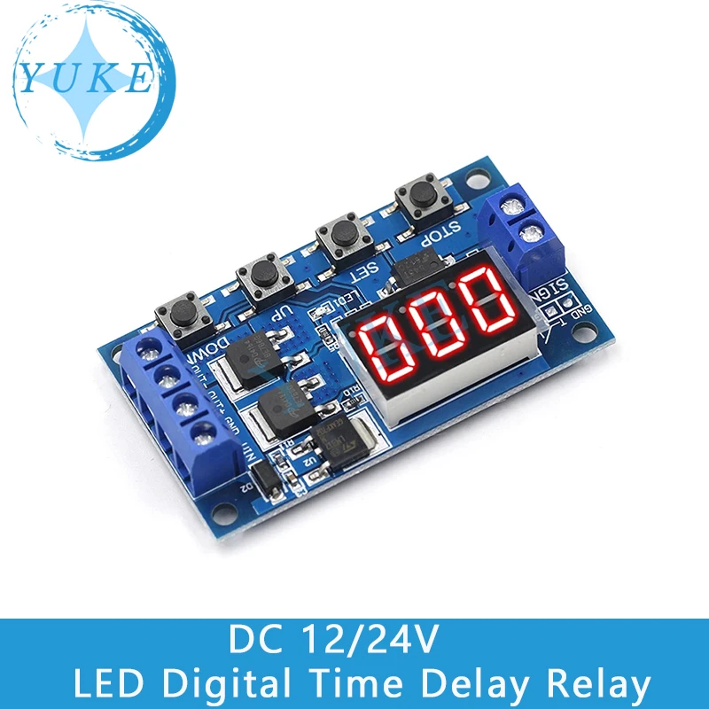 DC 12V 24V Dual MOS LED Digital Delay Relay Trigger Cycle Timer Delay Switch Circuit Board ...
