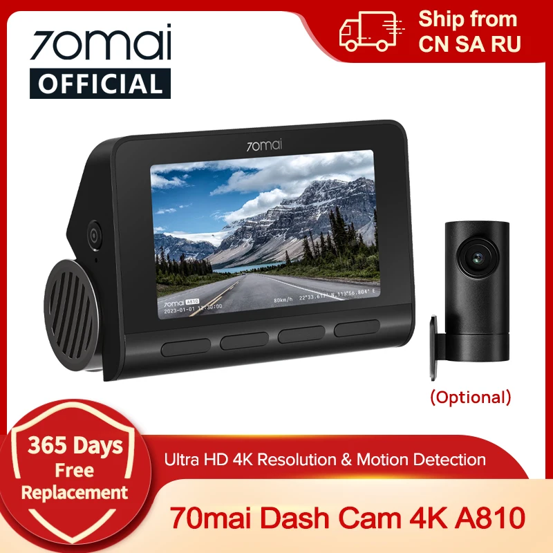 70mai-4K-Dash-Cam-A810-Ultra-HD-GPS-integrato-ADAS-Registrazione-automatica-150FOV-Rilevazione ...