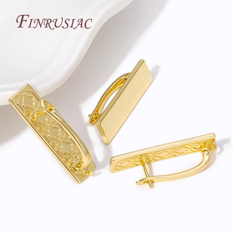 18k-Gold-Plated-Metal-Rectangle-Earring-Fasteners-Lever-back-Earring ...