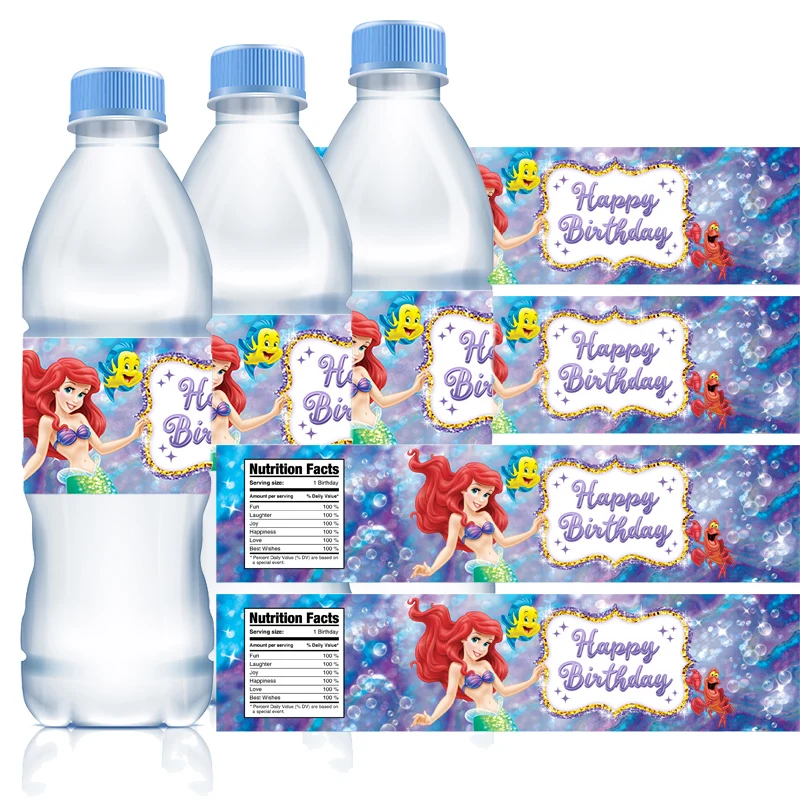 Disney-Ariel-The-Little-Mermaid-Water-Bottle-Labels-Stickers-Girls ...