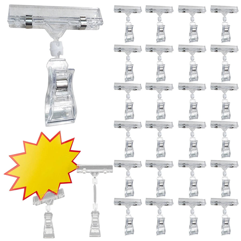 Clear-Plastic-Food-Signs-Clips-Double-Head-Display-Clips-Rotatable ...