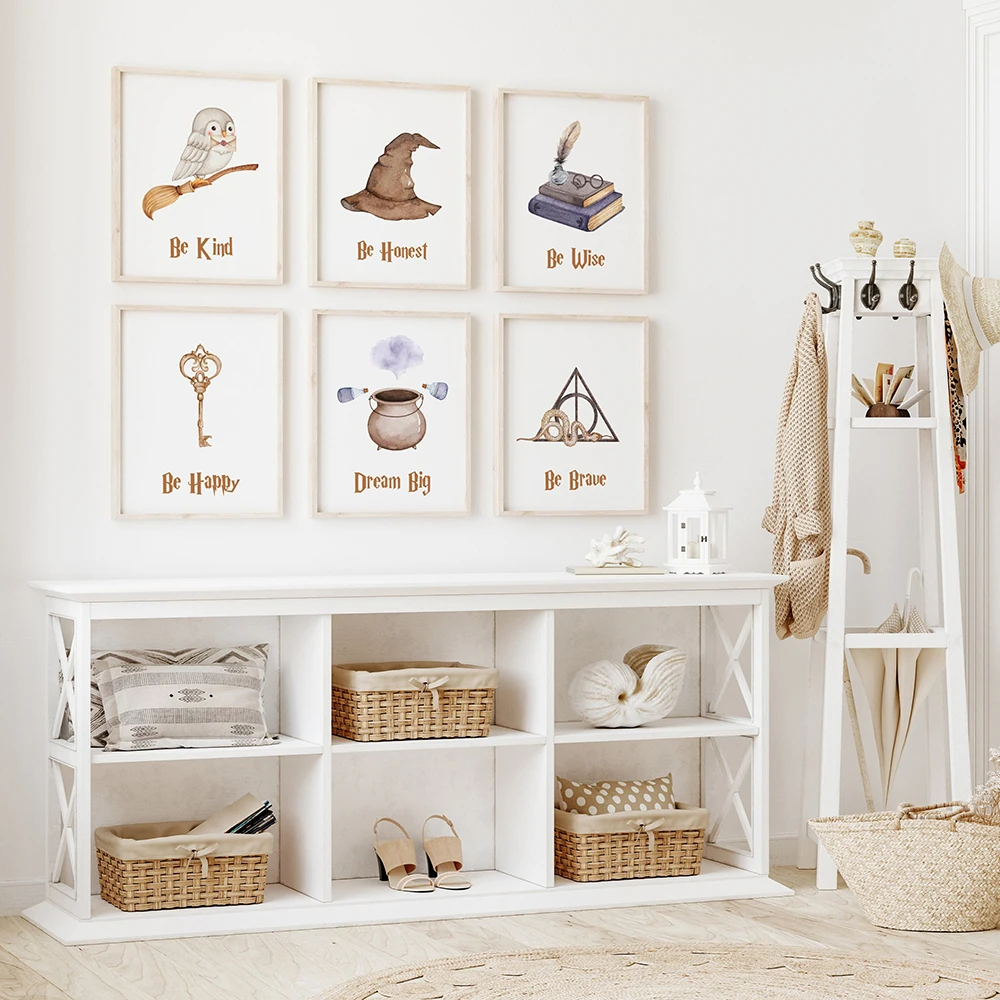 Wizard-Nursery-Posters-and-Prints-Child-Magical-Owl-Magic-BookCanvas ...