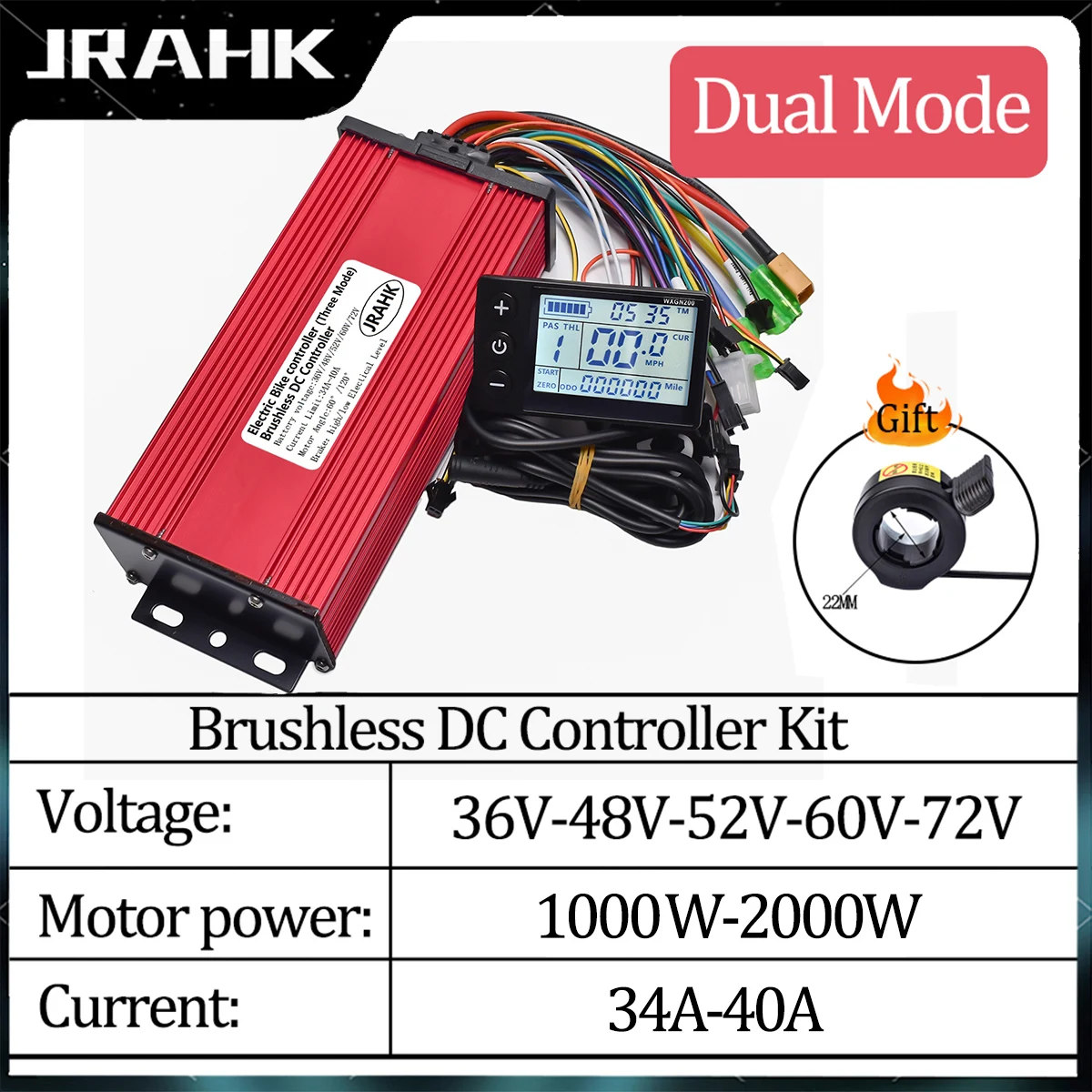 JRAHK BLDC 72V 2000W E-bike Controller Kit 60v 48v 2000w Controller 36v ...