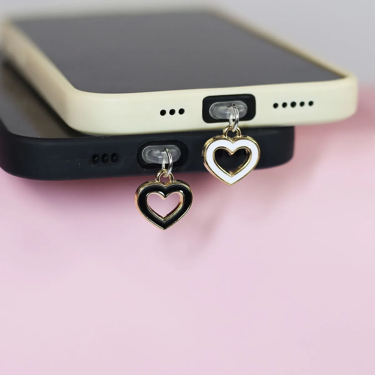 Mobile-Phone-Dust-Plug-Black-White-Love-Heart-shaped-Couple-Mobile ...