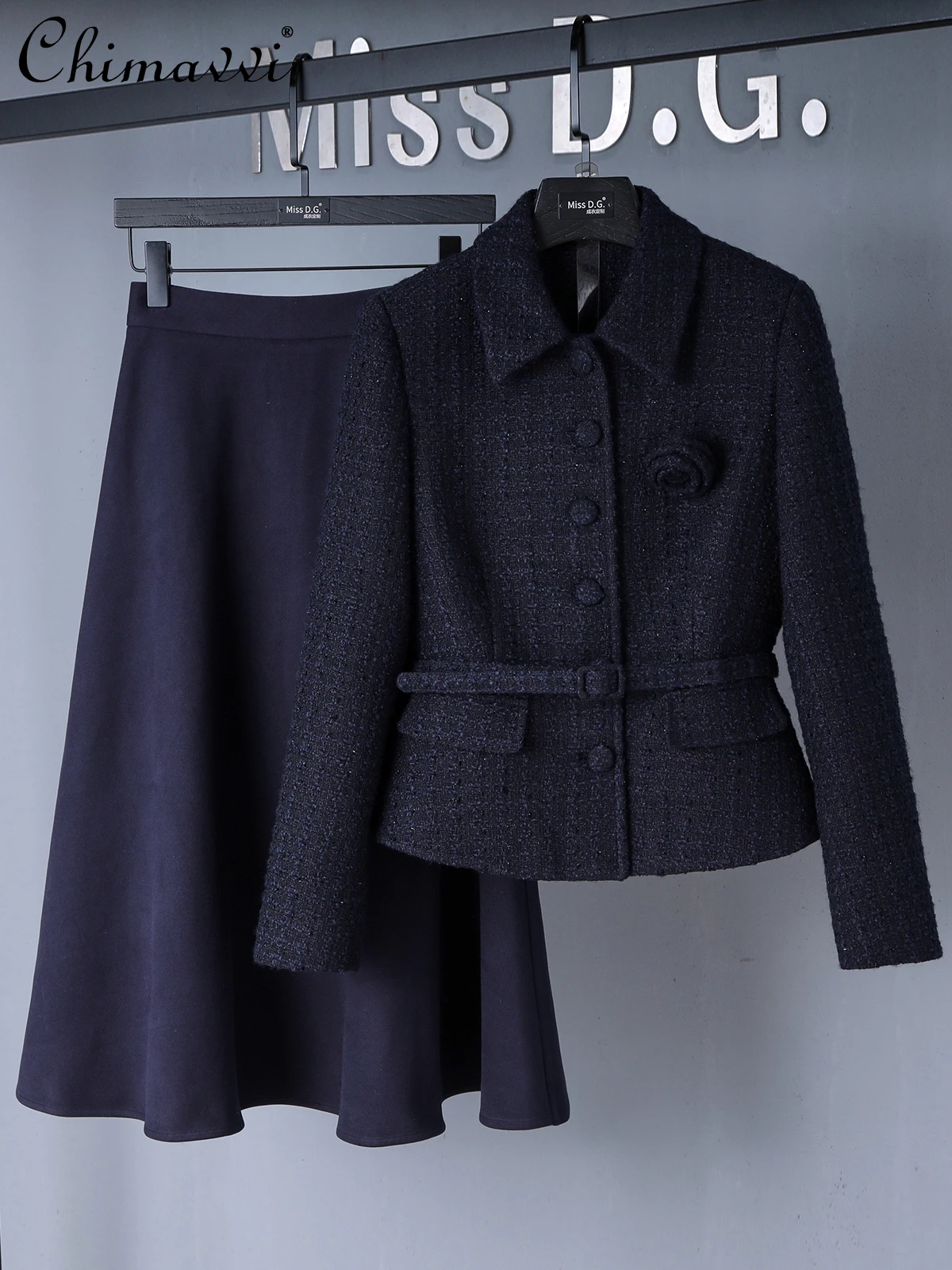 High-end OL Elegant Two-piece Set Autumn and Winter Fashion Long ...