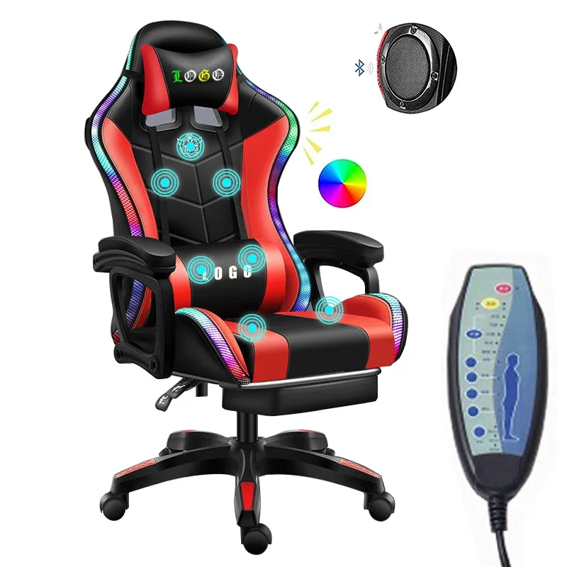 Custom-Pink-LED-RGB-Computer-PC-Game-Chair-Gaming-PU-Leather-Silla ...