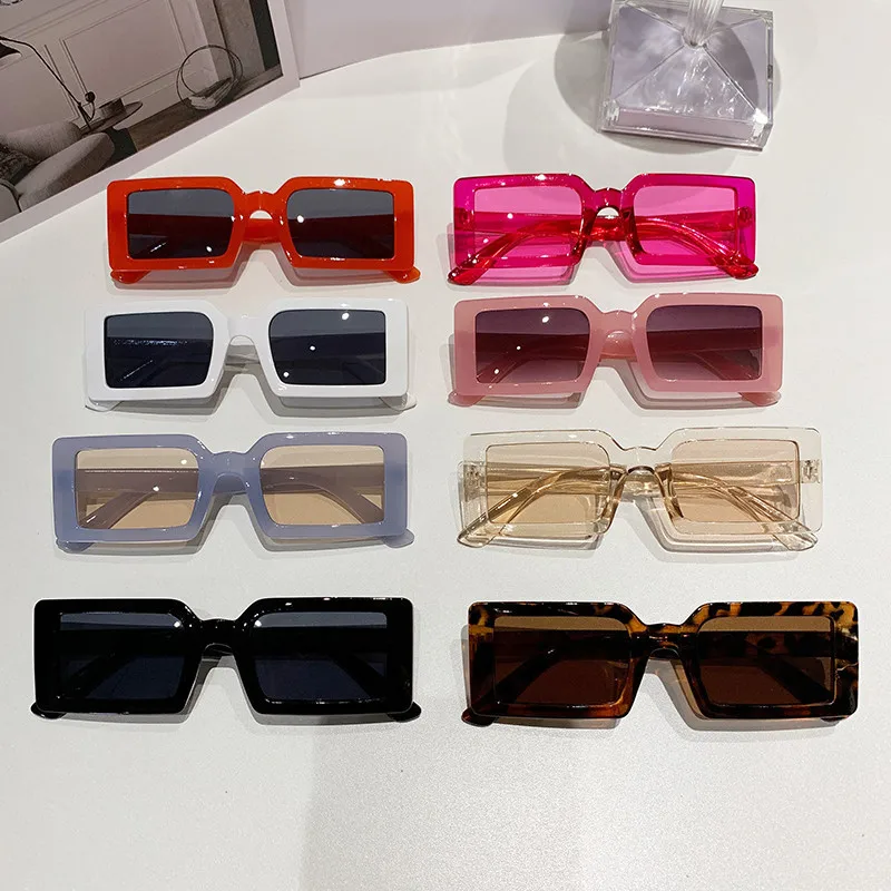New-Small-Frame-Rectangle-Sunglasses-Women-s-Fashion-Jelly-Color-Sun ...