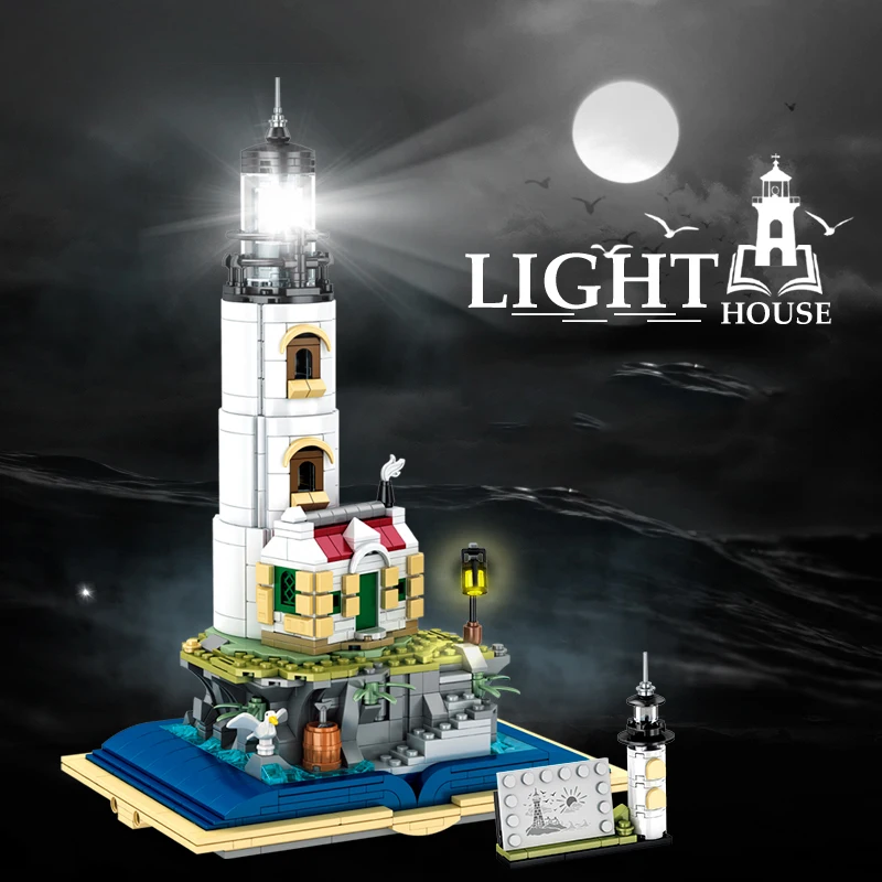 1016PCS-Creative-Motorised-Lighthouse-Sea-House-Building-Blocks-21335 ...