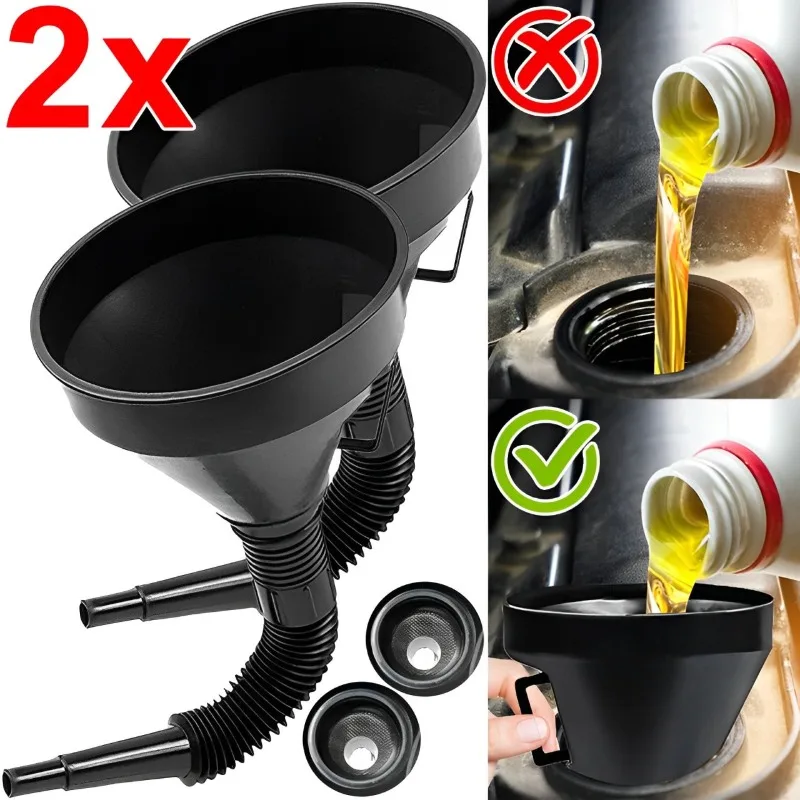 1-2PCS-Car-Engine-Refueling-Funnels-with-Filter-Extension-Pipe ...