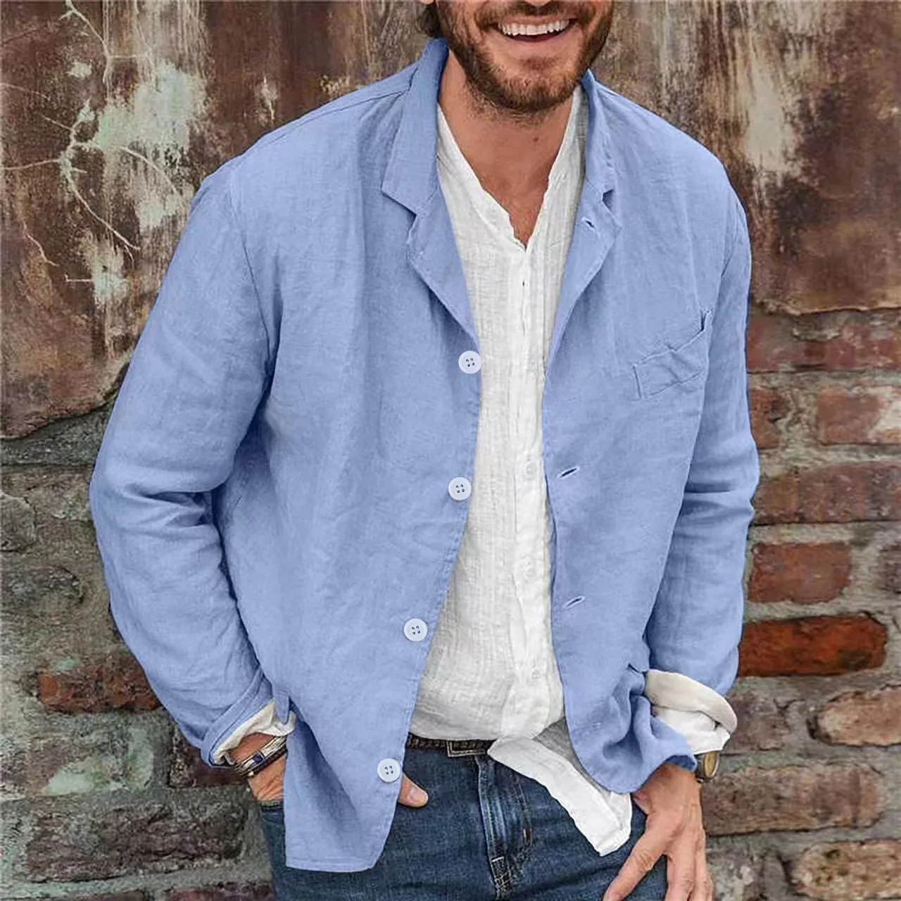 Plus-size-men-s-linen-outdoor-daily-sports-casual-jacket-Loose-Suit ...