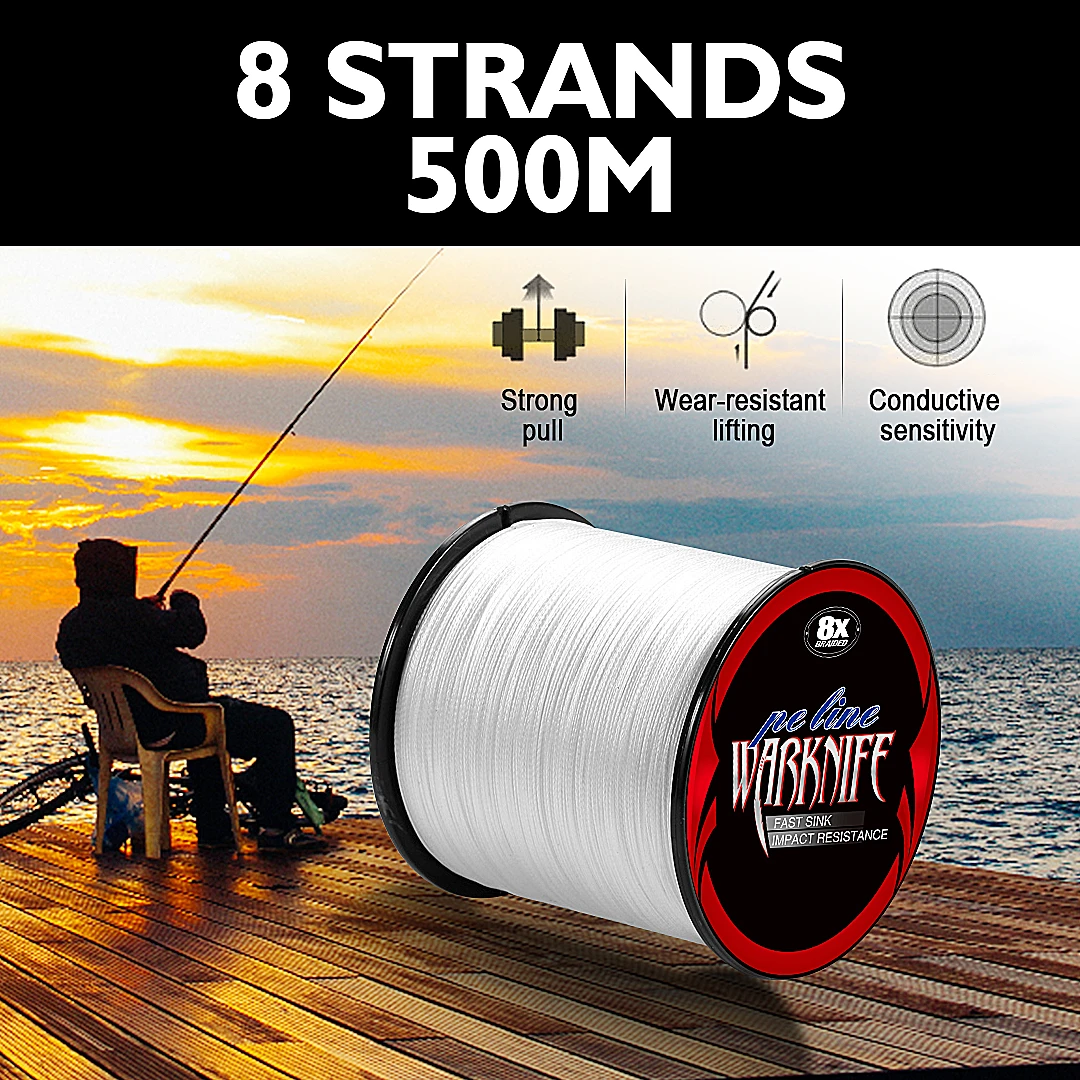 Warknife Japan X8 Fishing Line 500m 8 Strands Braided Fishing Line Multifilament Pe Line For ...