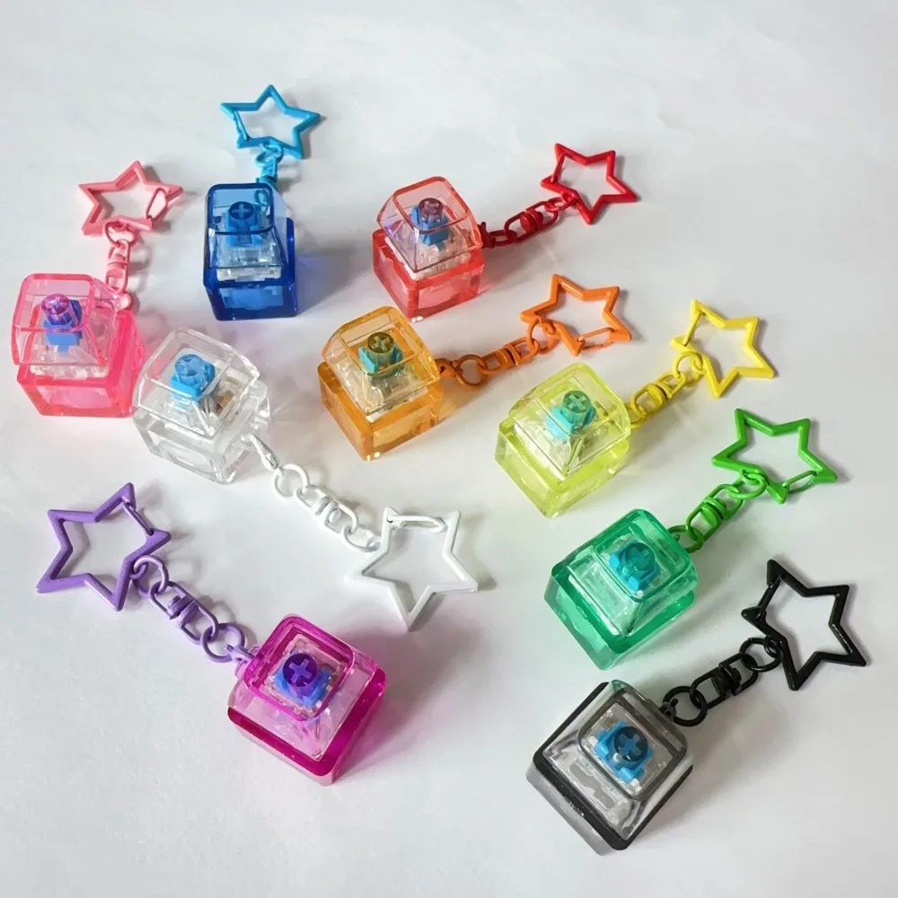 New DIY Keyboard Fidget Keychain With Light Keycap Finger Keyboard Caps ...