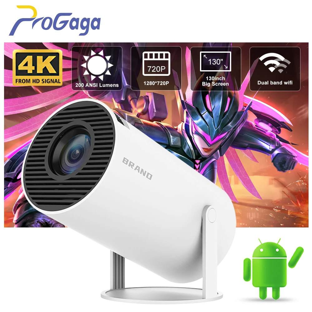 Progaga-Projetor portátil para cinema em casa e ao ar livre, Android 11 ...